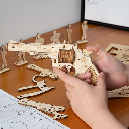 3D Wooden Puzzle - Rubber Band Revolver Building Kit – Treehouse Traders