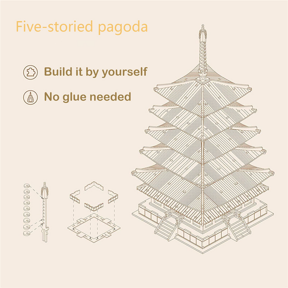 3D Wooden Puzzle - Japanese Pagoda Temple – Treehouse Traders
